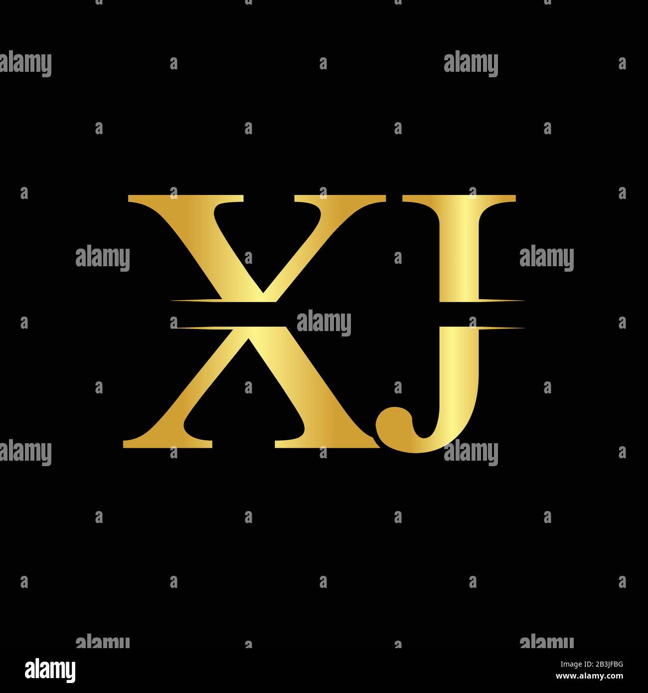Creative Letter XJ Logo Vector With Gold Color. Abstract Linked Letter ...