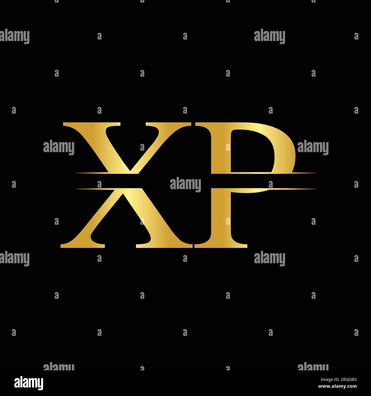 Creative Letter XP Logo Vector With Gold Color. Abstract Linked Letter ...