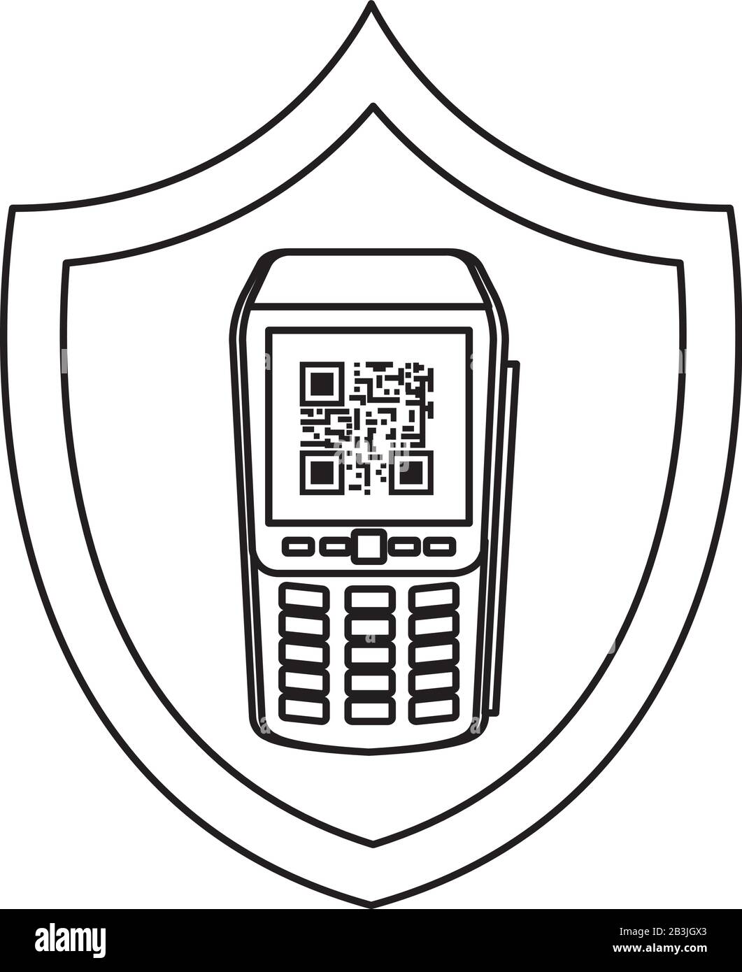 dataphone with scan code qr in shield Stock Vector Image & Art - Alamy