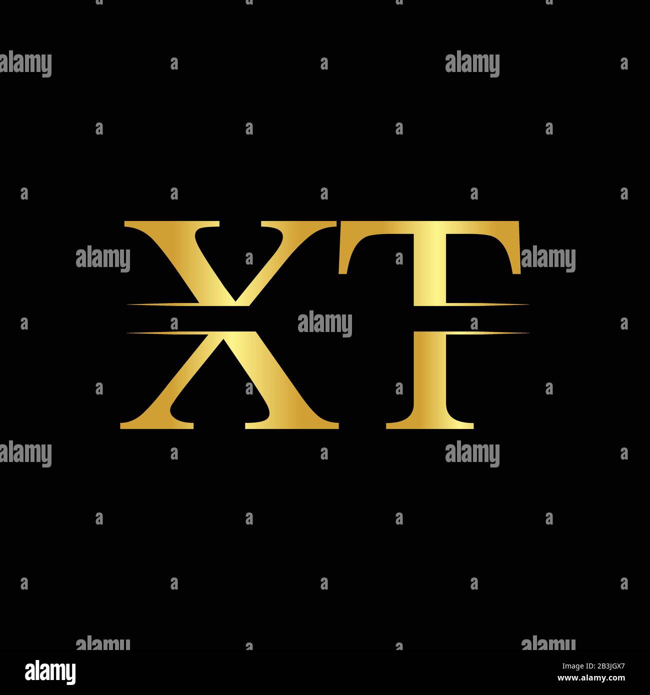 Creative Letter XT Logo Vector With Gold Color. Abstract Linked Letter ...