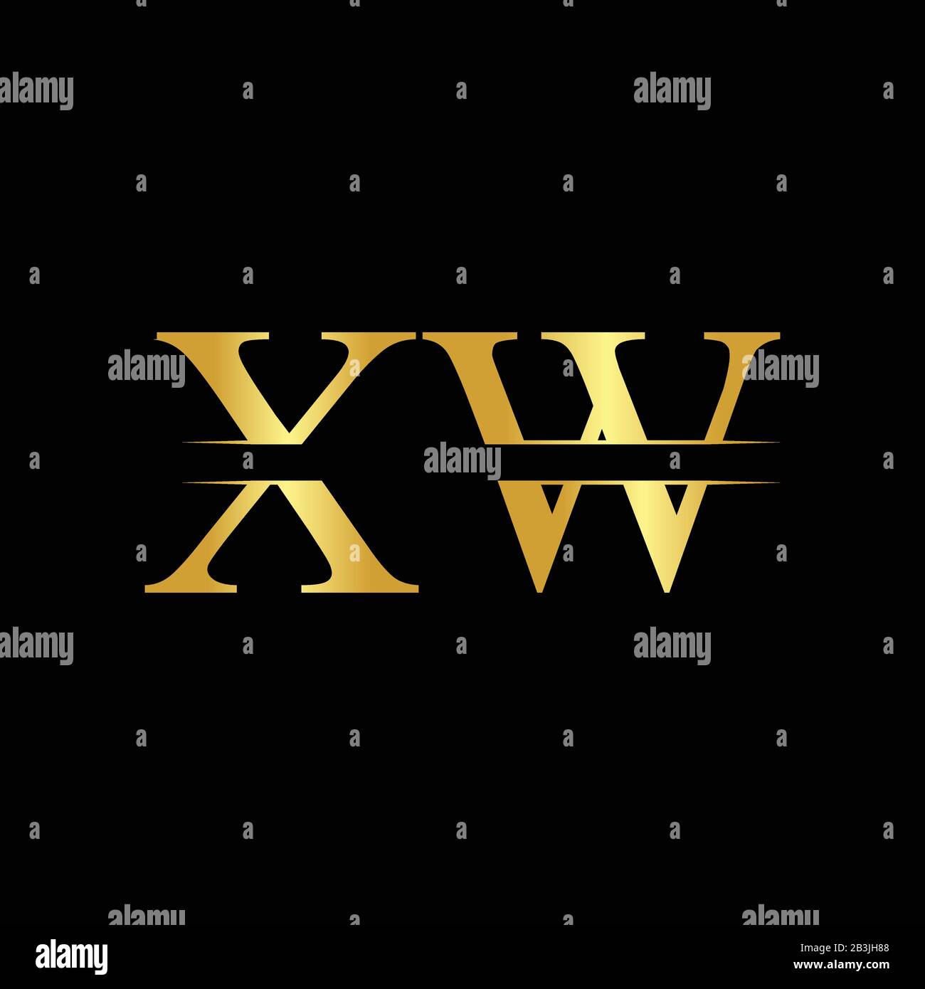 Creative Letter XW Logo Vector With Gold Color. Abstract Linked Letter ...