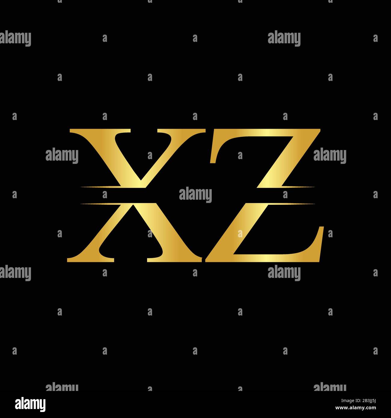 Creative Letter XZ Logo Vector With Gold Color. Abstract Linked Letter ...