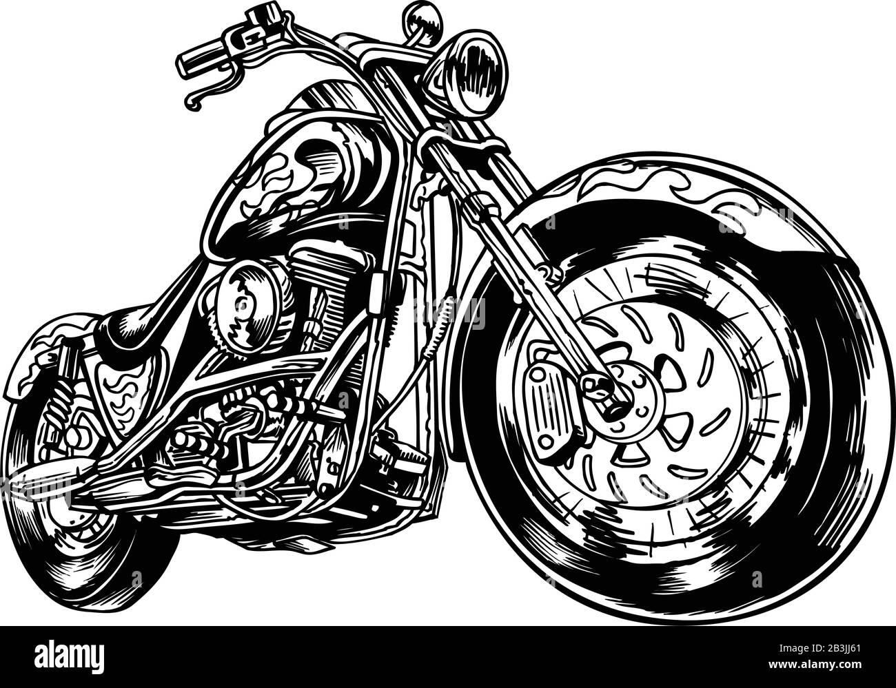 Motorcycle with Flames Vector Illustration Stock Vector Image & Art - Alamy
