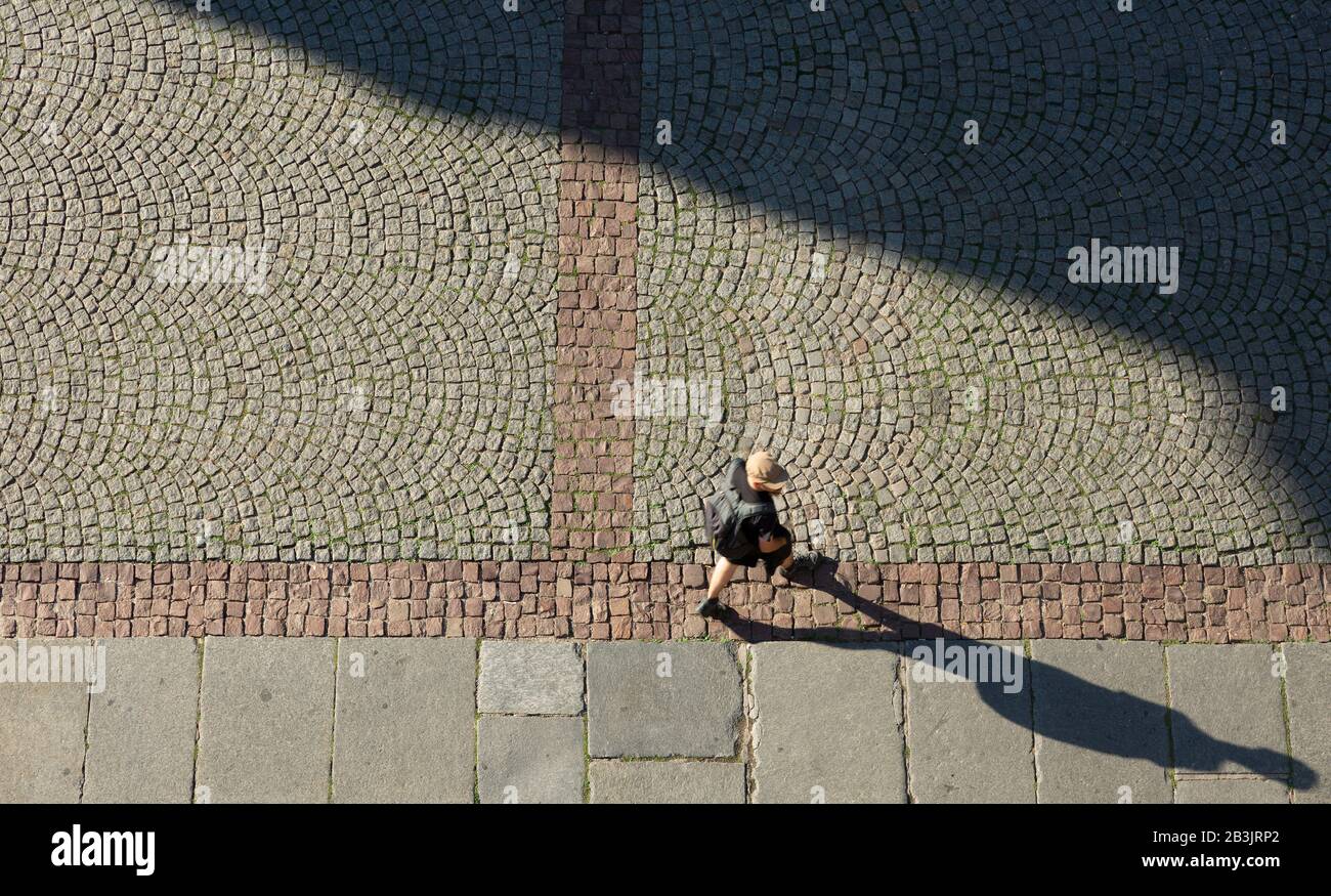Aerial view of a person walking on the streets of France Stock Photo ...
