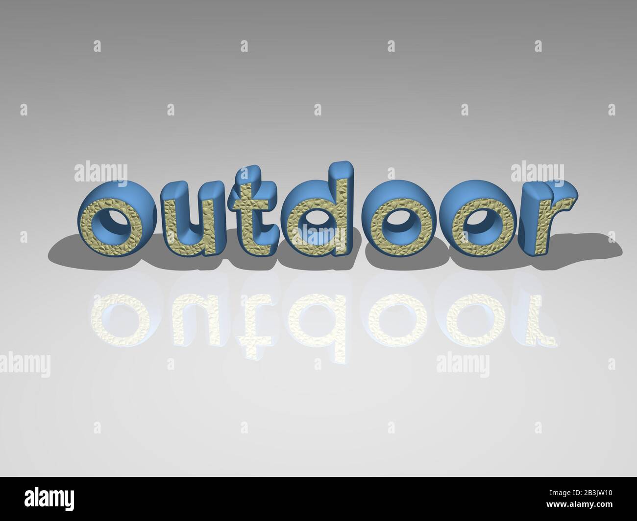 3D text of OUTDOOR rendered with light perspective and shadows, a ...