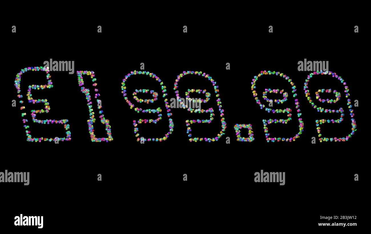 £199.99: 3D illustration of the text made of small objects over a black ...