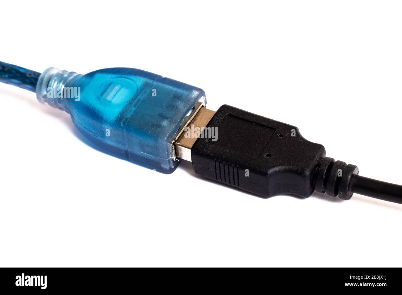 Connection of two USB cables isolated on white background Stock Photo ...