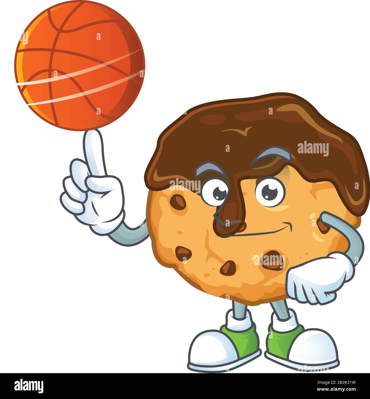 a strong chocolate chips with cream cartoon character with a basketball ...
