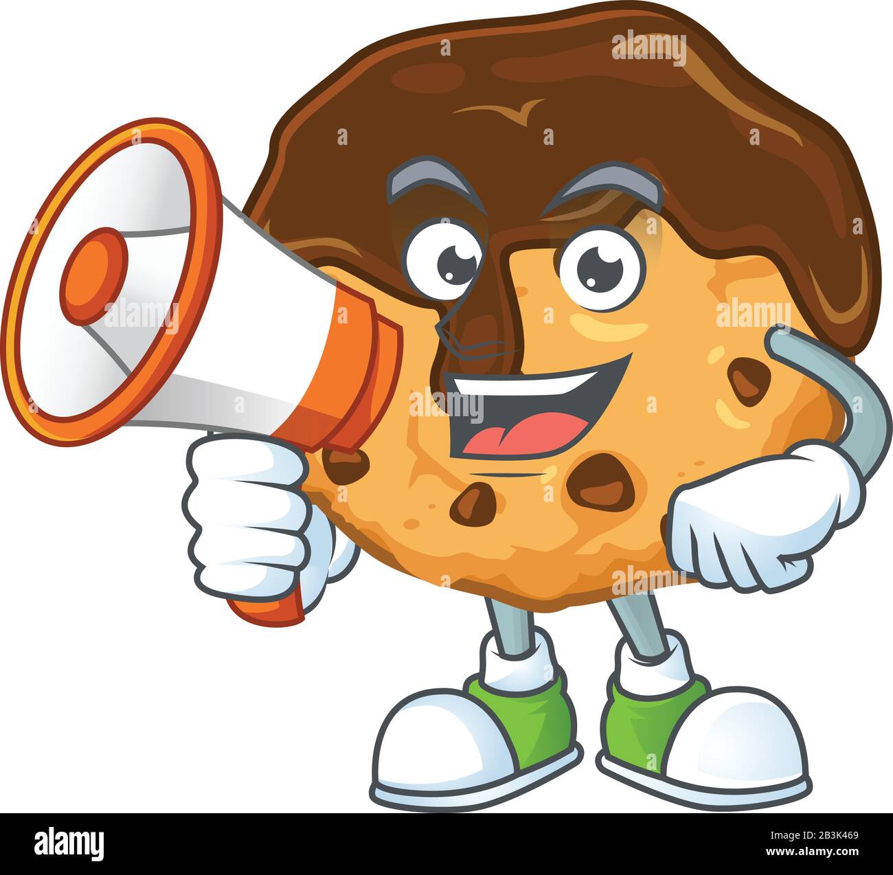 A chilly cartoon character of chocolate chips with cream with a ...