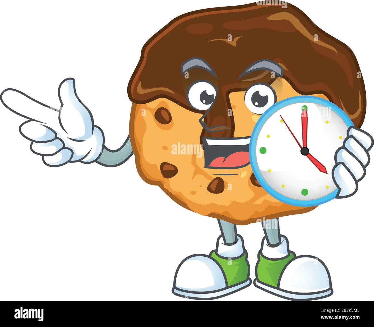 Chocolate chips with cream cartoon character style with a clock Stock ...