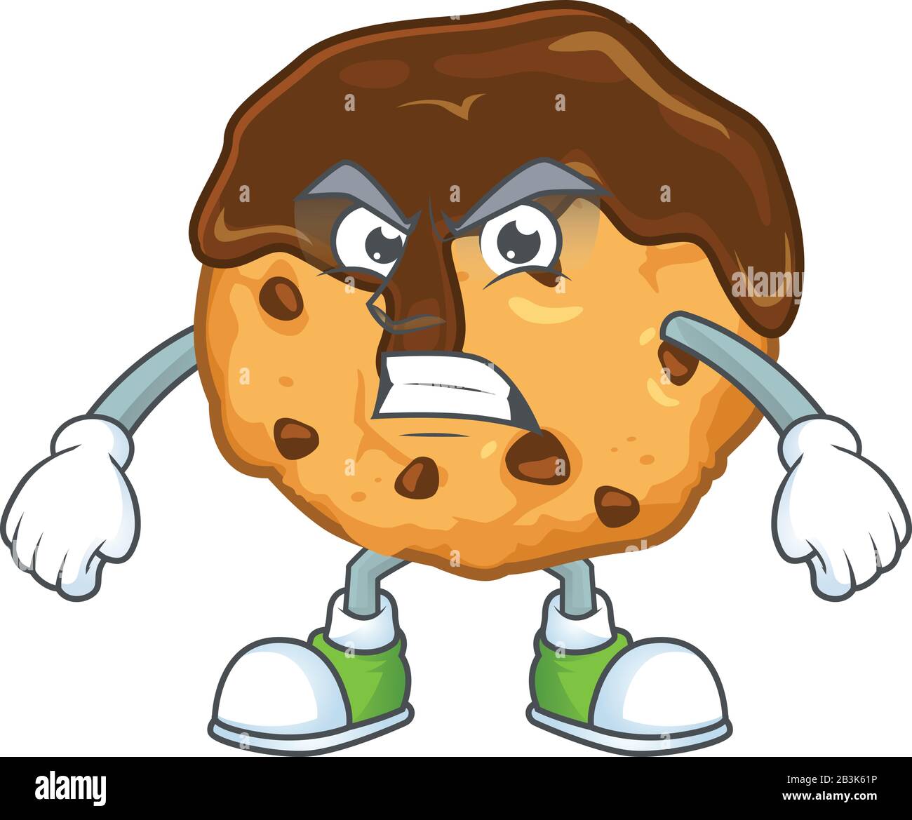 cartoon character of chocolate chips with cream with angry face Stock ...