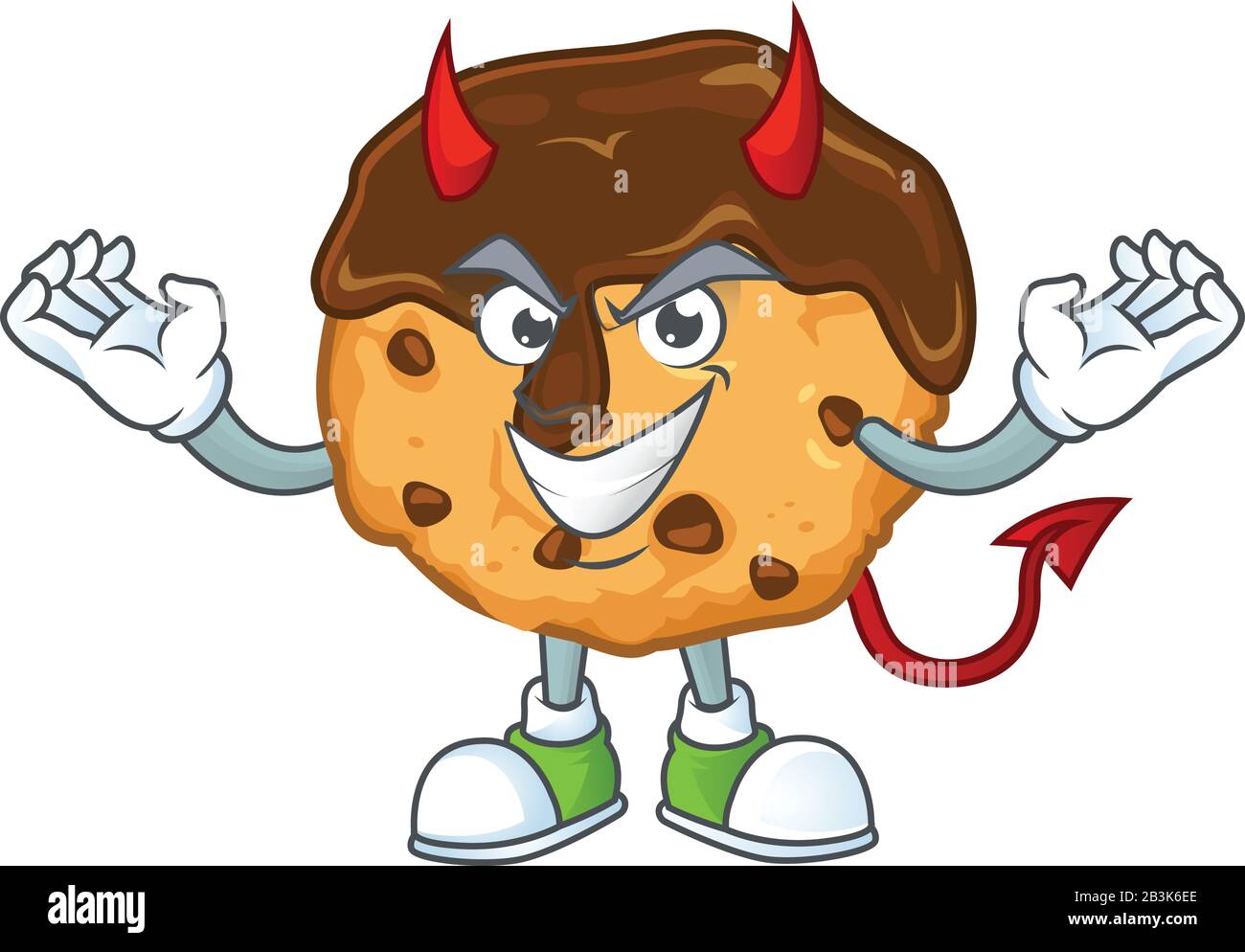 A cruel devil chocolate chips with cream Cartoon character design Stock ...