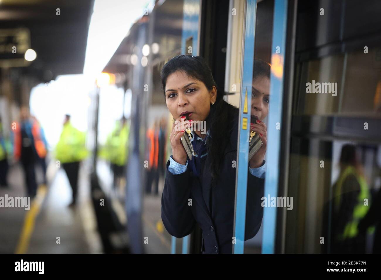 Train conductor Sindu Krishnakumar onboard a Southeastern train, as the ...