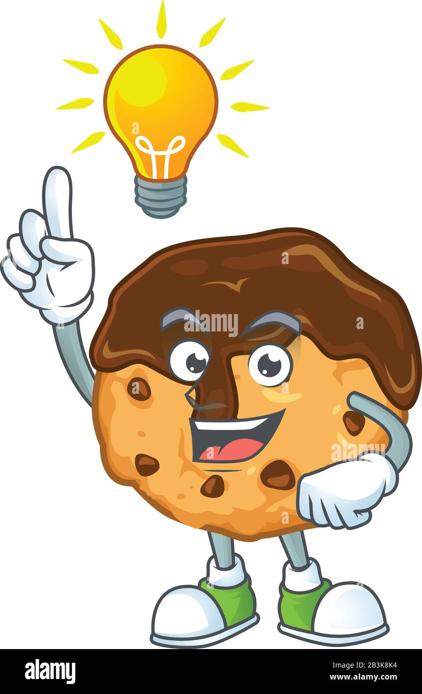 Smart chocolate chips with cream cartoon character has an idea Stock ...