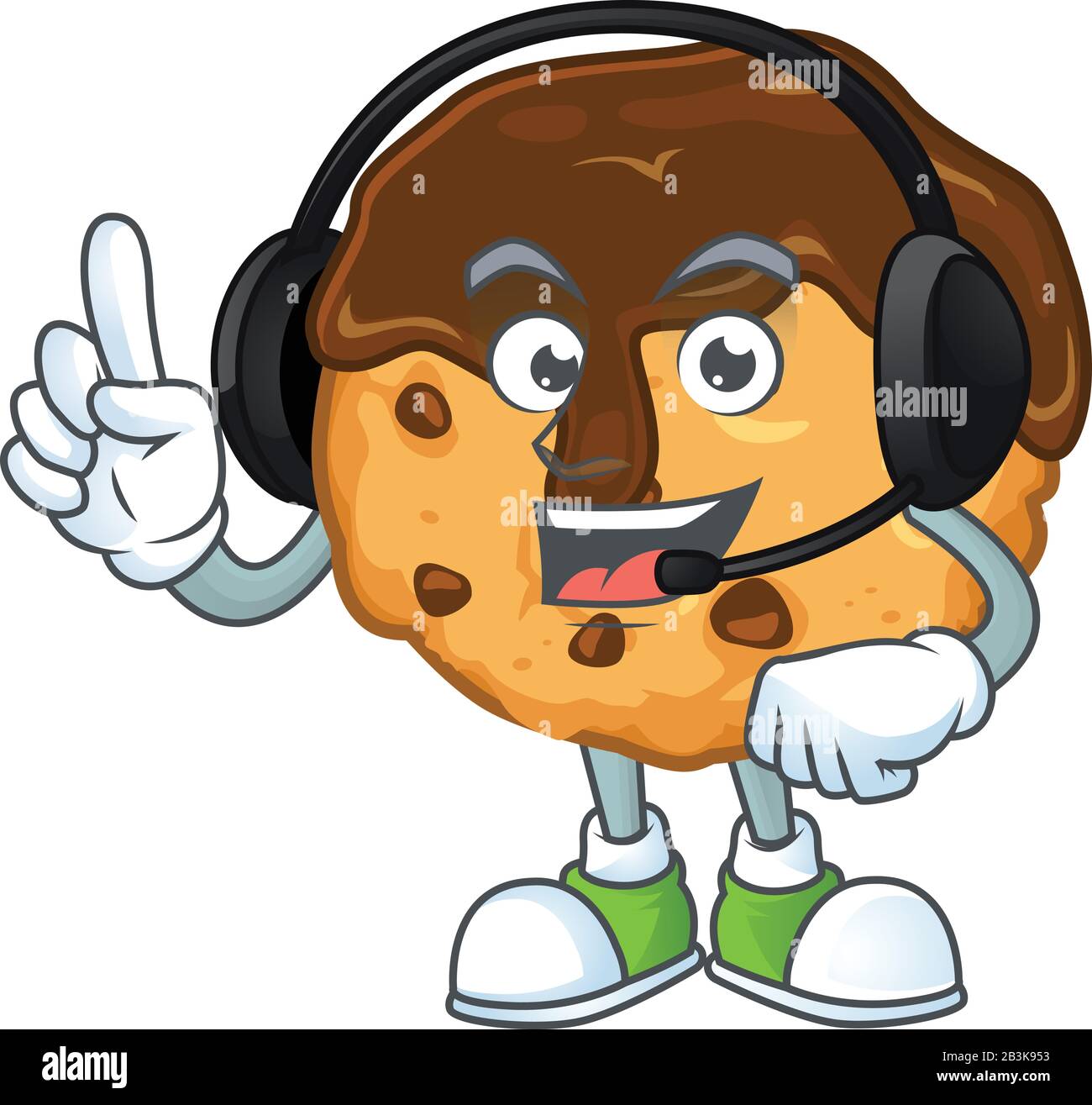 Sweet chocolate chips with cream cartoon character design speaking on a ...