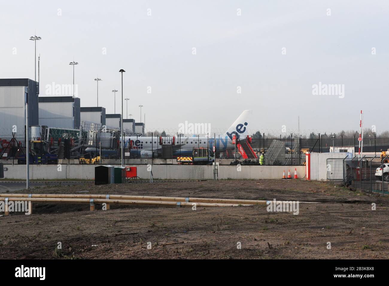 A Flybe plane parked up at Manchester Airport, as Flybe, Europe's ...
