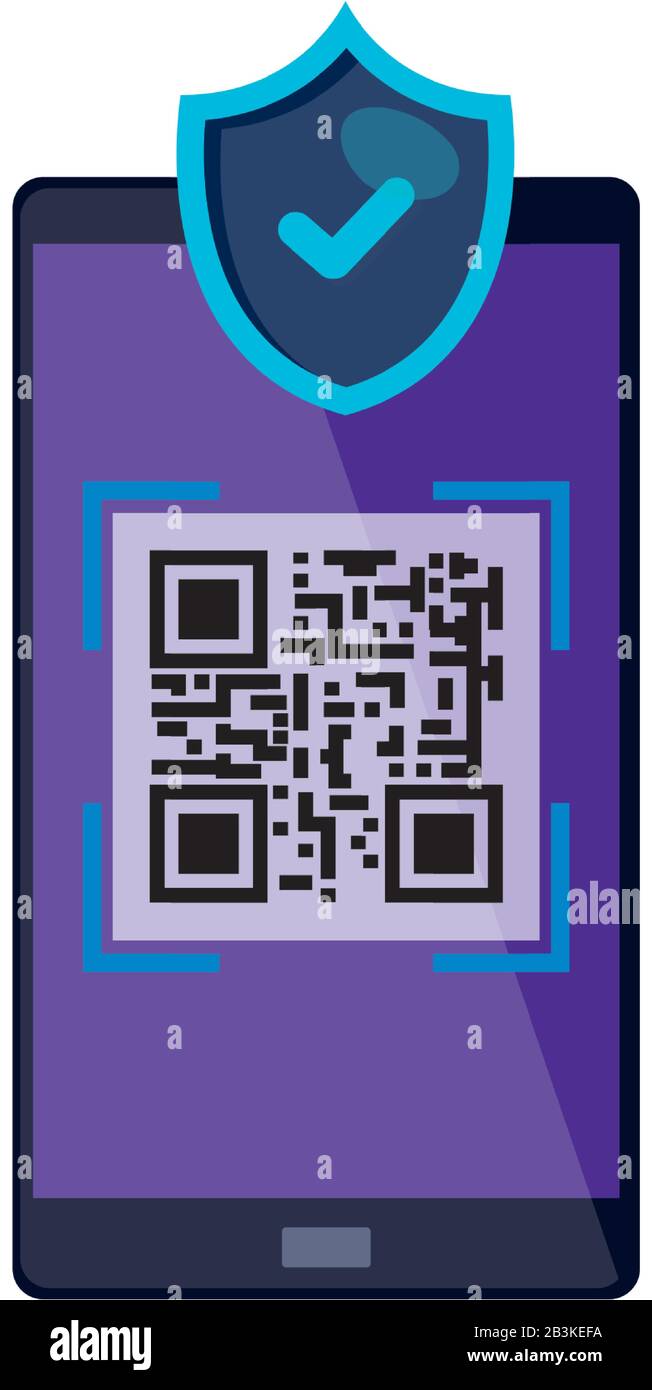 smartphone device with scan code qr and shield Stock Vector Image & Art ...