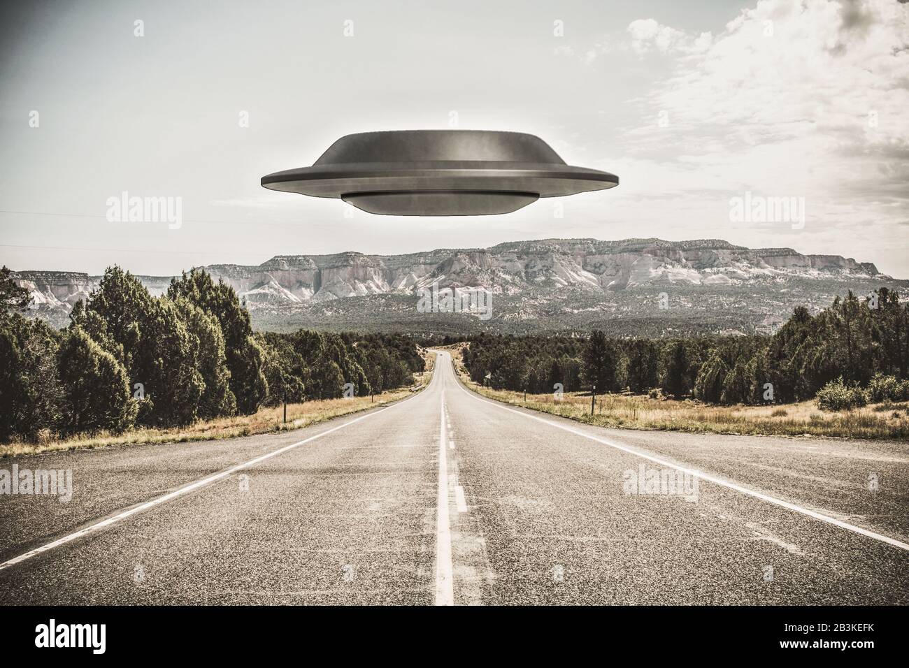 unidentified flying object flying in the sky 3d illustration Stock ...
