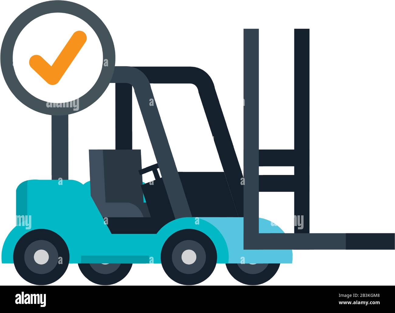 Isolated delivery forklift and check mark vector design Stock Vector ...