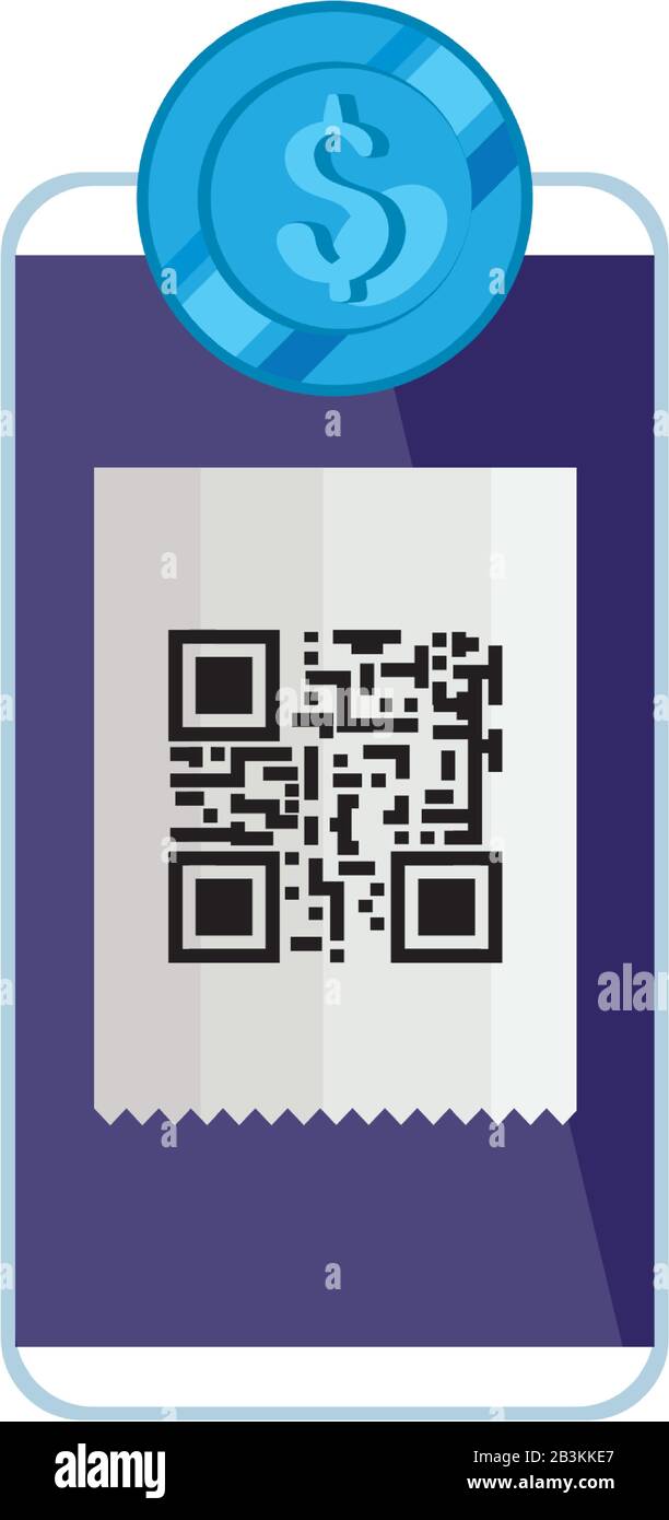 smartphone device with scan code qr and coin Stock Vector Image & Art ...