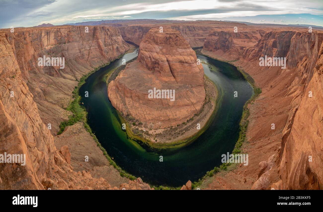 Horseshoe Bend meander of Colorado River, near the town of Page ...