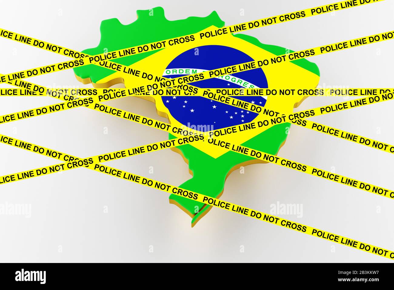 Brazil crime concept, police investigation. 3D map of Brazil. Map of ...