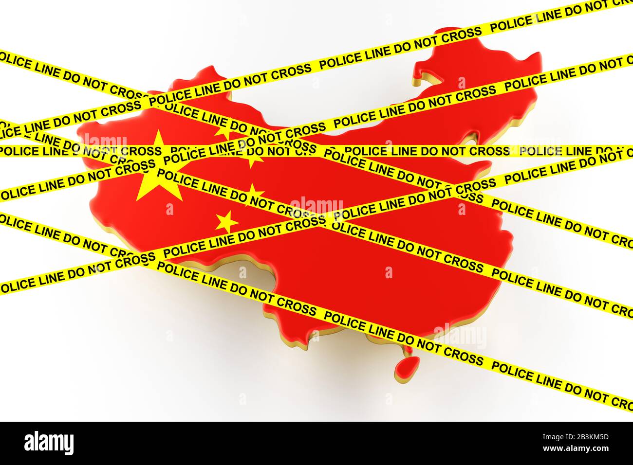 China crime concept, police investigation. 3D map of China. Map of ...