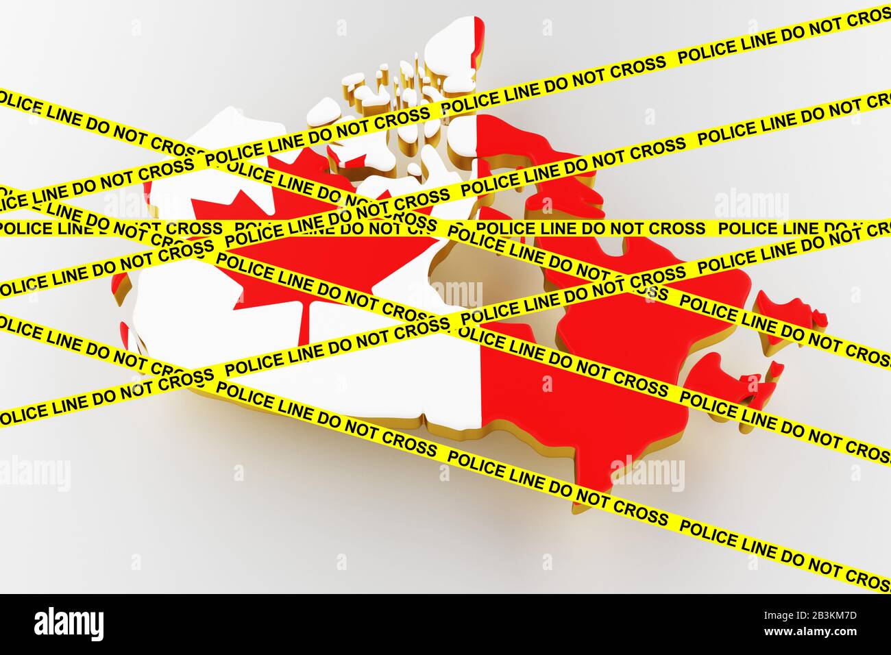 Canada crime concept, police investigation. 3D map of Canada. Map of ...