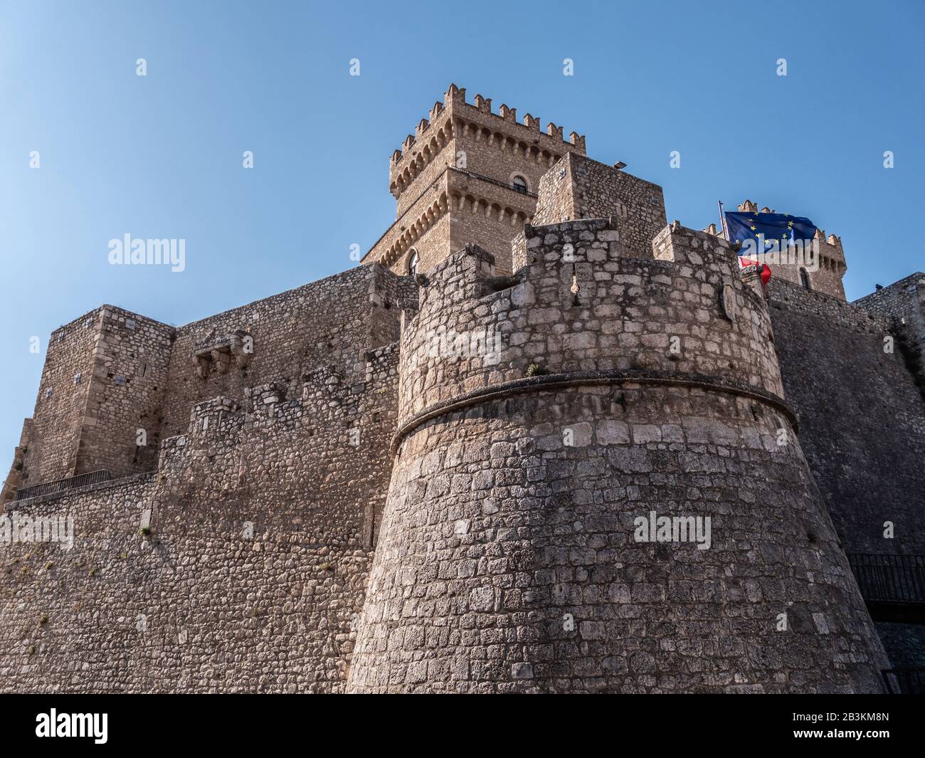 Italy, Abruzzo, Celano, palace, Piccolomini castle, fortress Stock ...