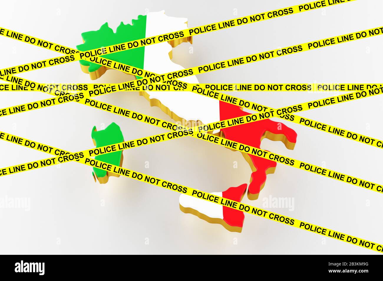 Italy crime concept, police investigation. 3D map of Italy. Map of ...