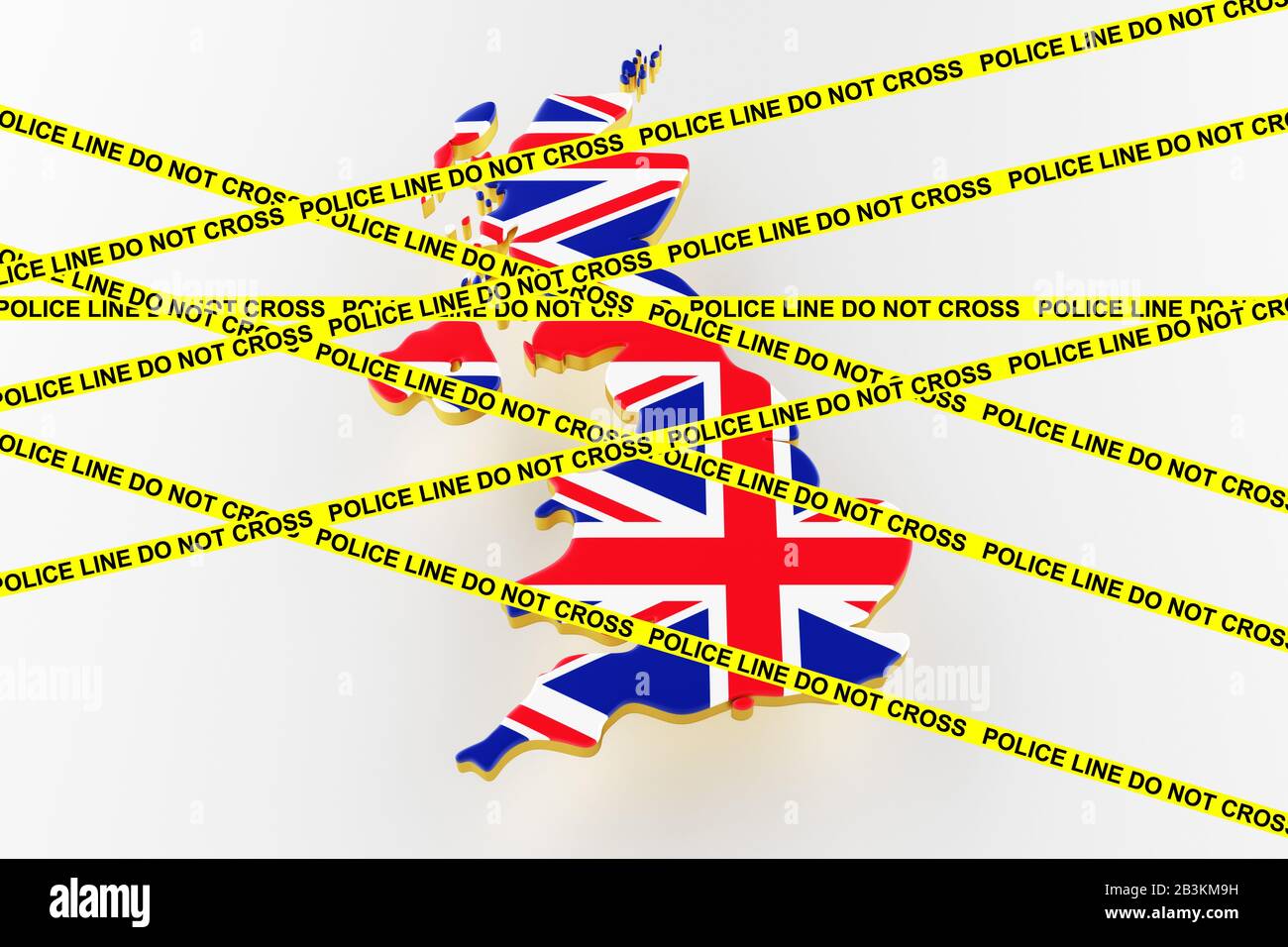 Great Britain crime concept, police investigation. 3D map of Great ...