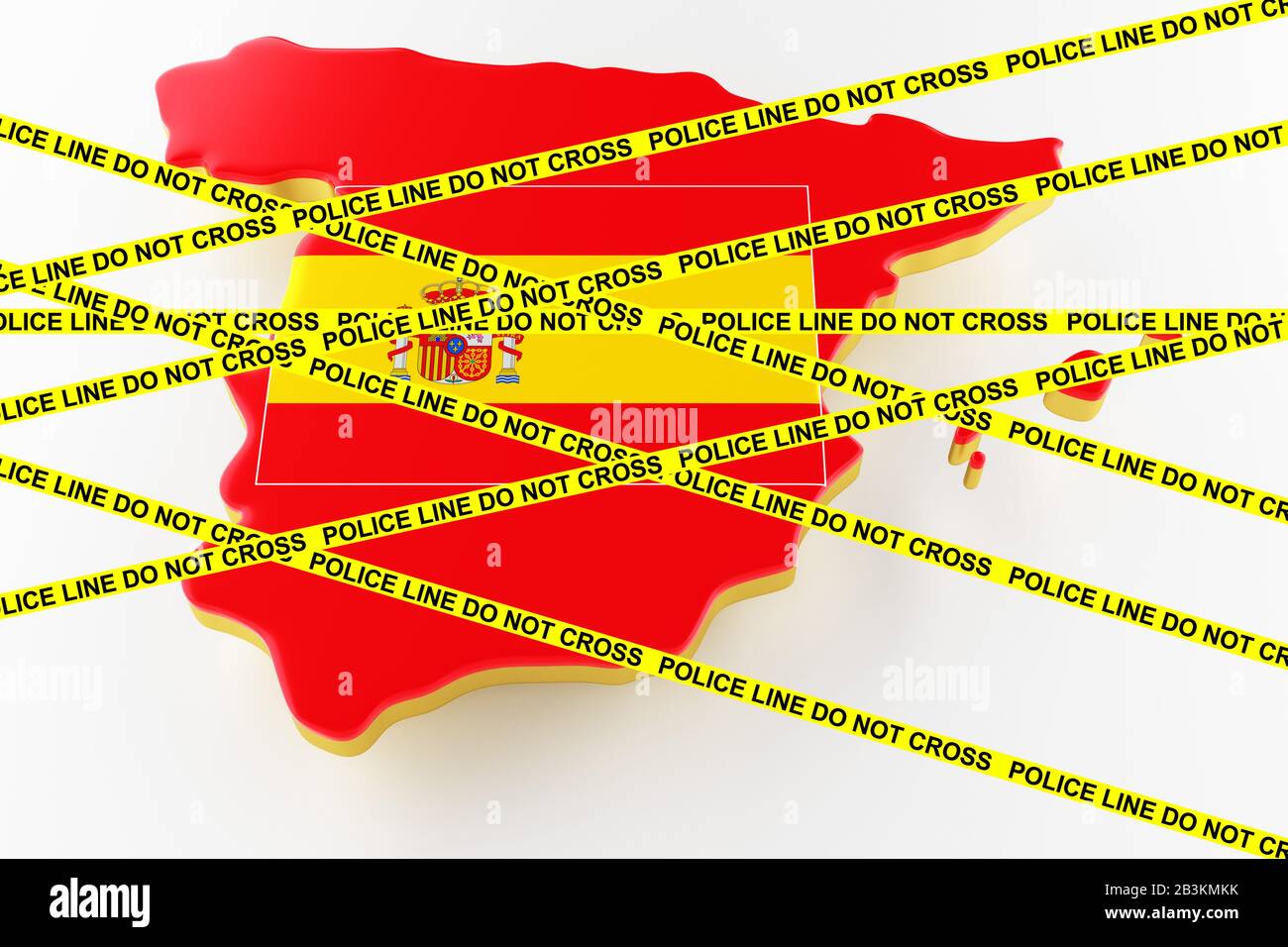 Spain crime concept, police investigation. 3D map of Spain. Map of ...