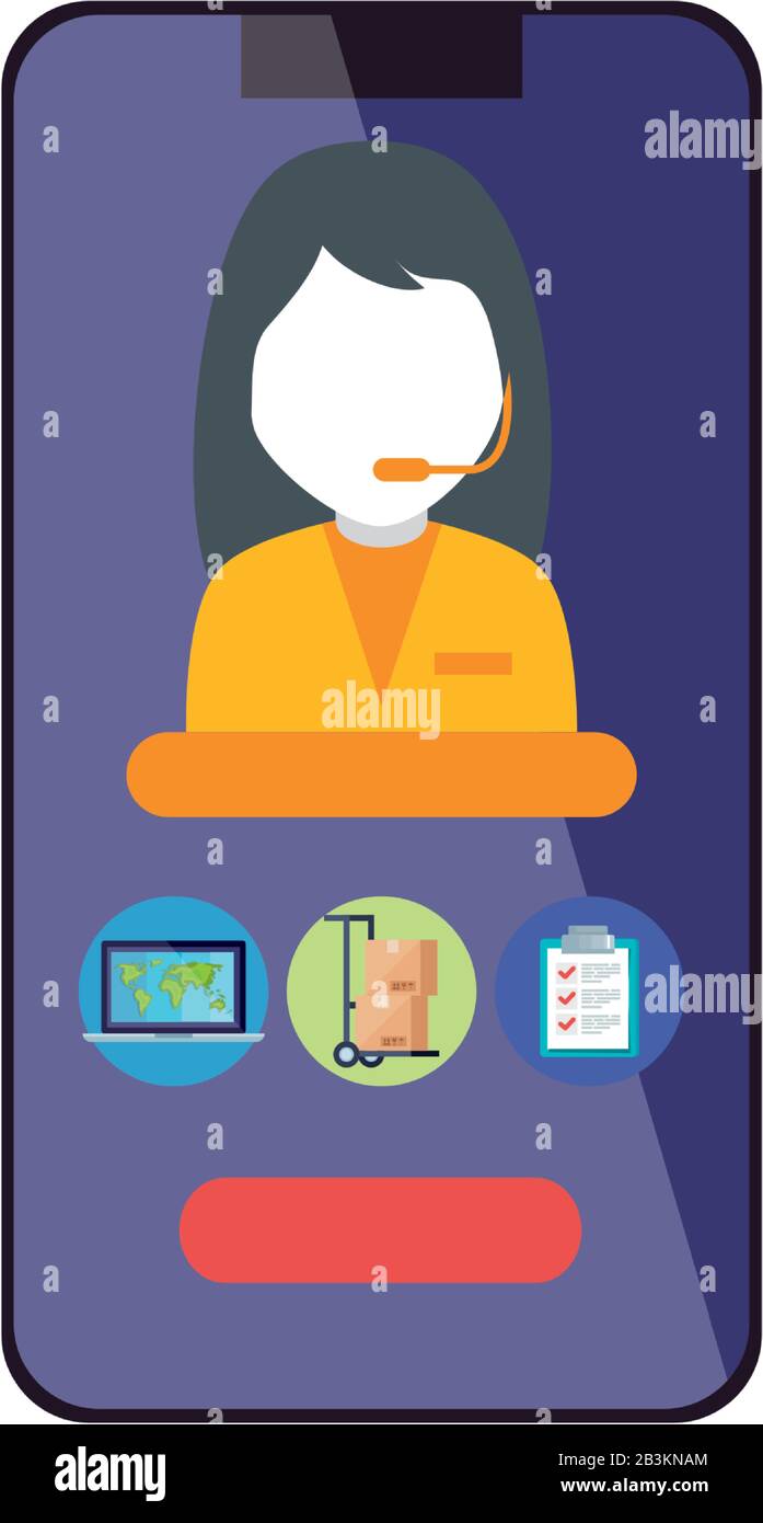 woman with headphones inside smartphone vector design Stock Vector ...