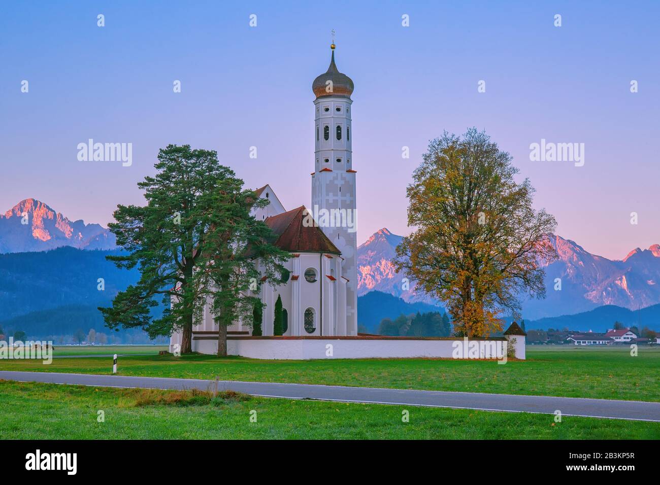 Beautiful St. Coloman church, popular tourist attraction in Bavaria ...
