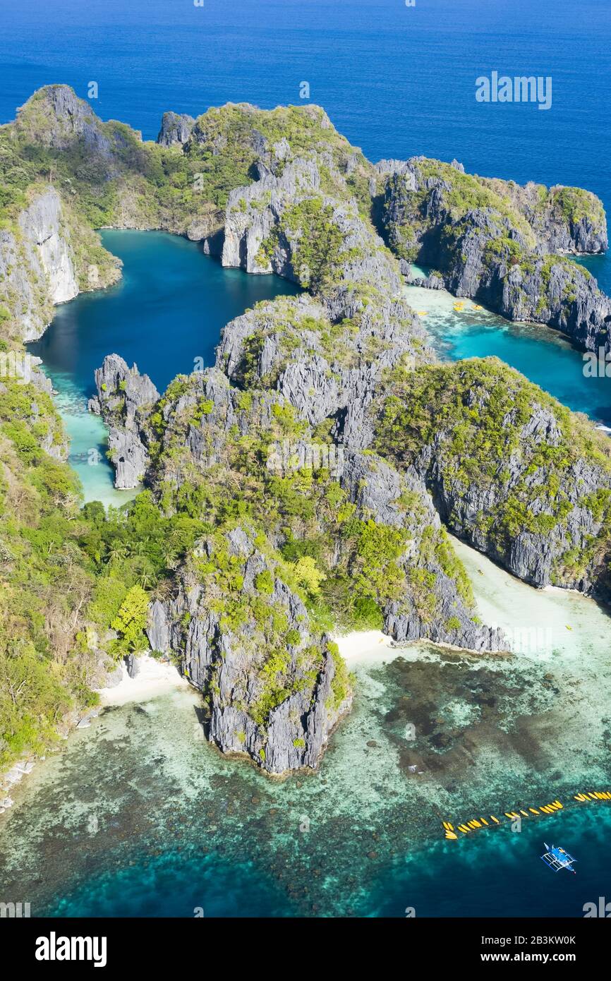 View from above, stunning aerial view of the Big Lagoon and the Small ...