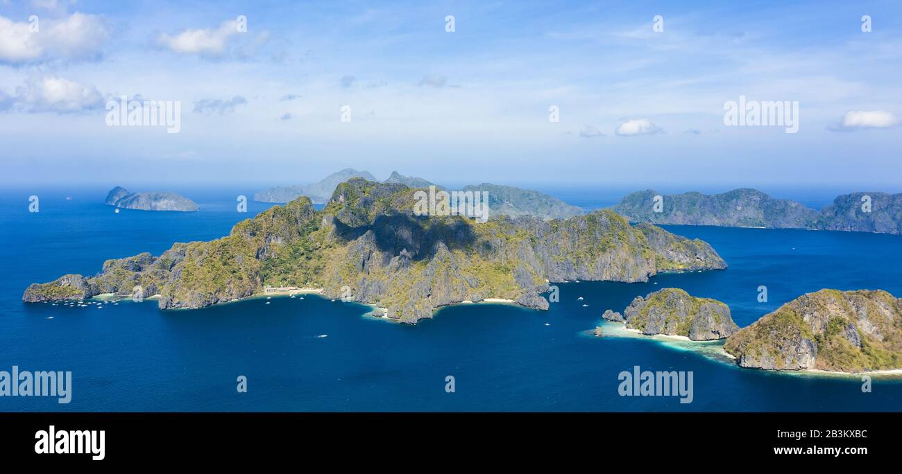 View from above, stunning aerial view of the Big Lagoon and the Small ...