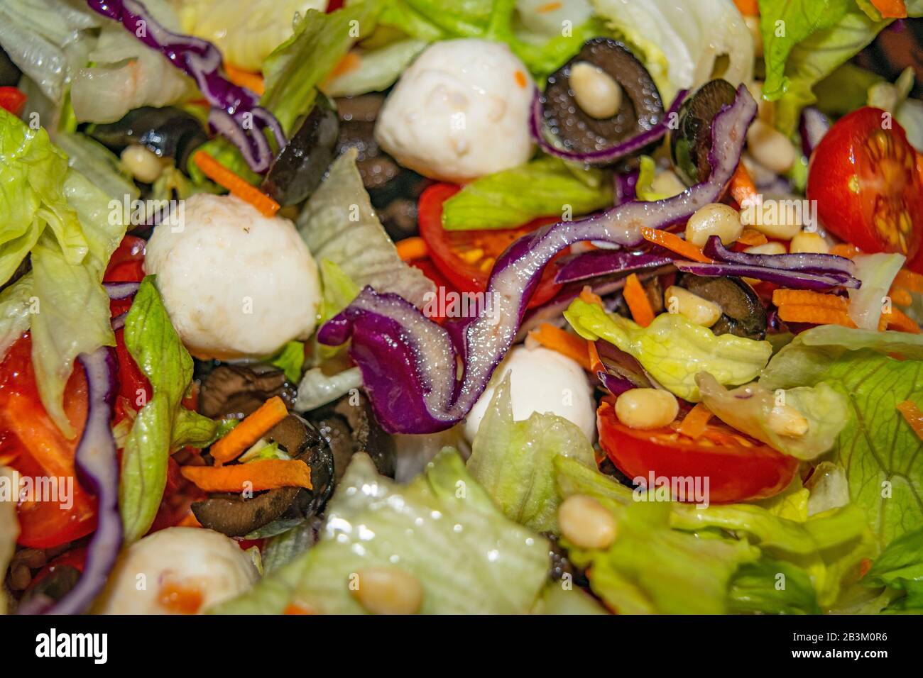 Vegetable salad with mozzarella. Fitness diet. Close-up texture Stock ...