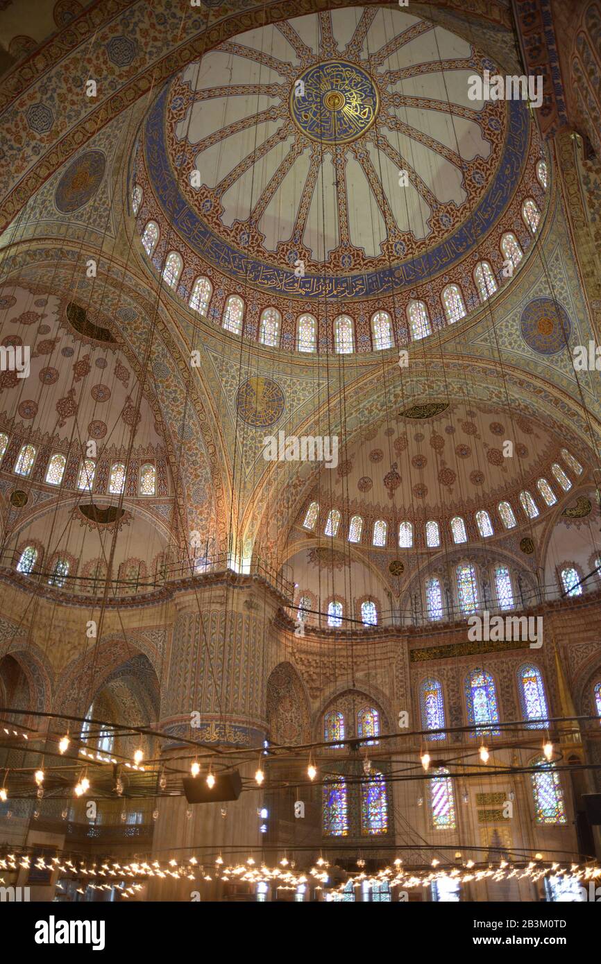 This is an Interior view of Blue Mosque, Istanbul. Turkey. The interior ...