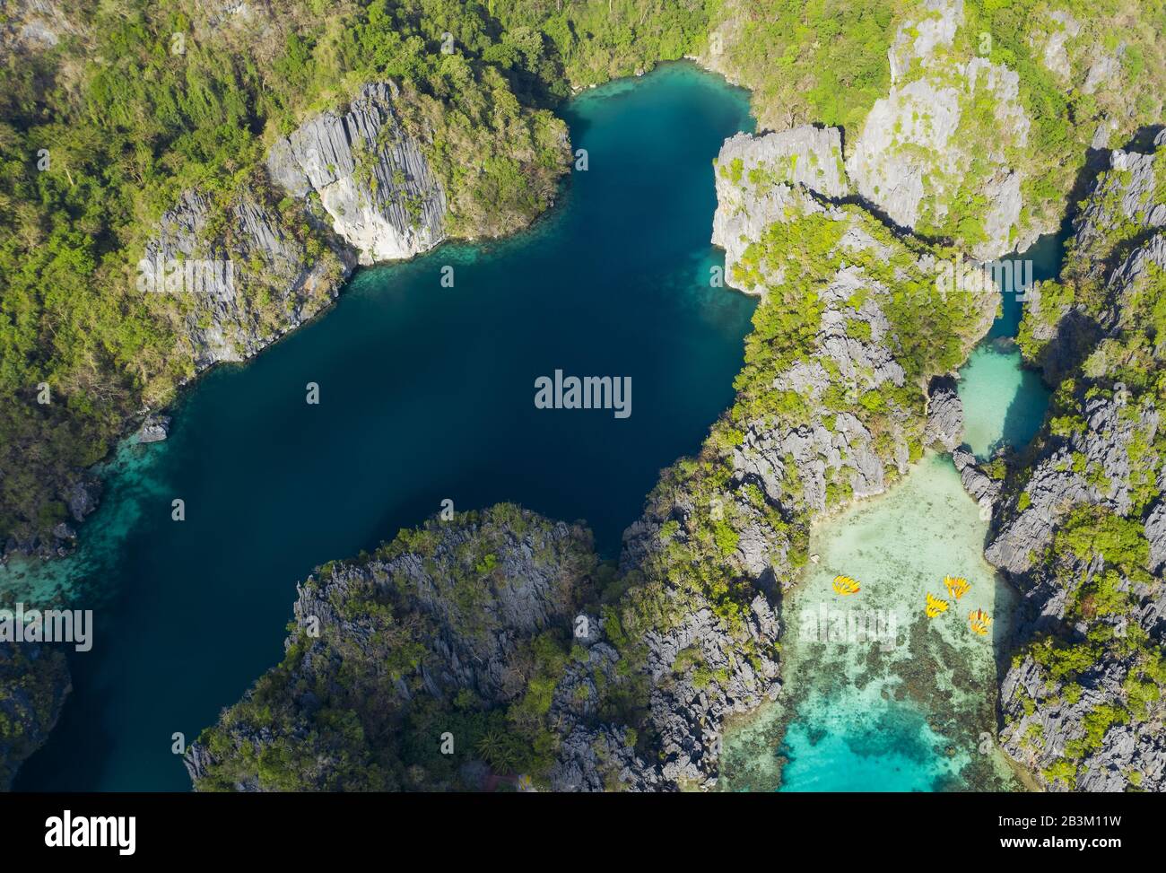 View from above, stunning aerial view of the Big Lagoon and the Small ...