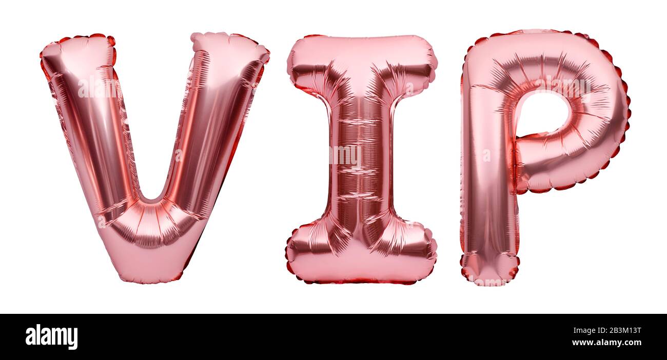 Lettering VIP or very important person made of rose golden inflatable ...