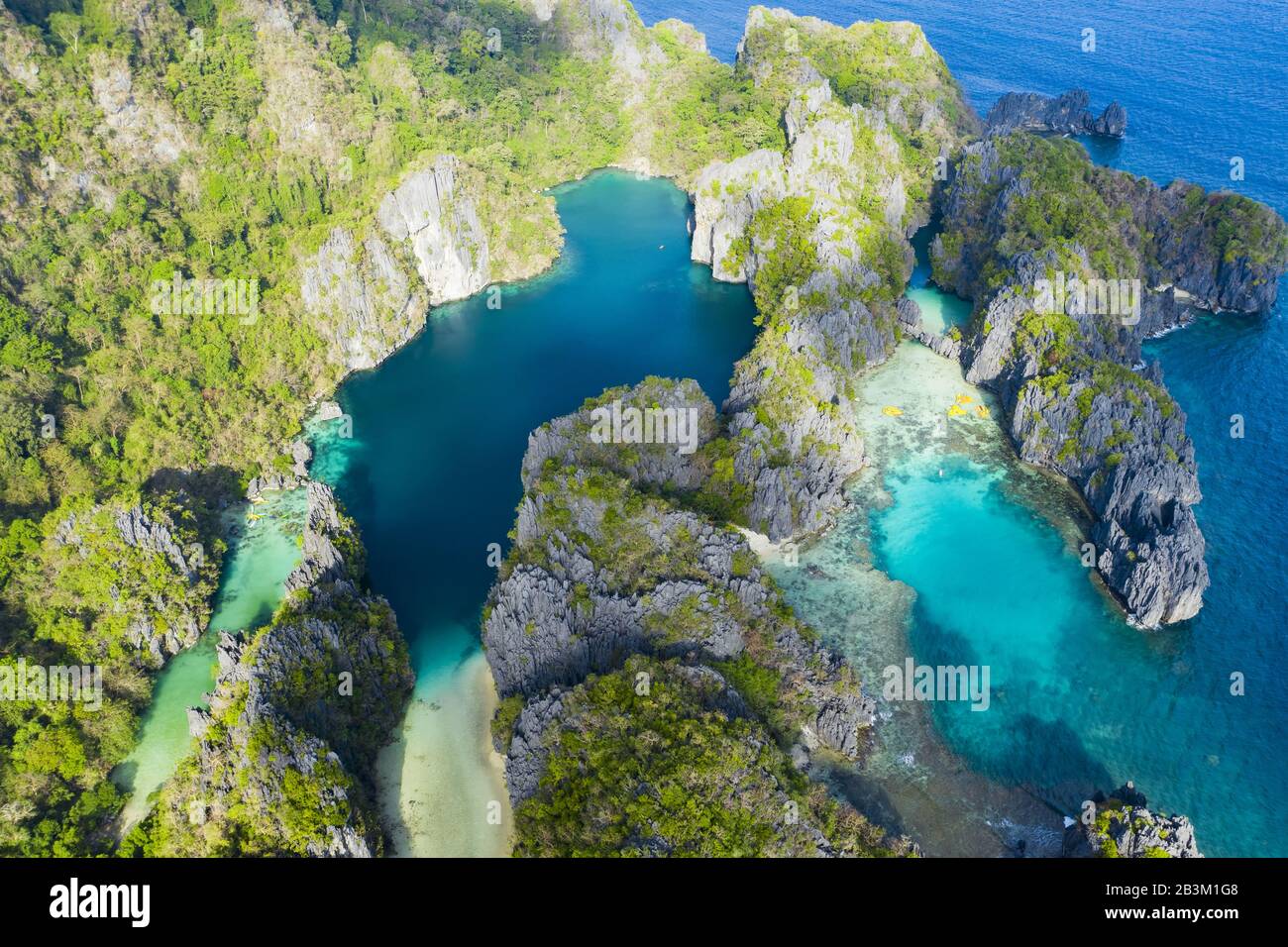 View from above, stunning aerial view of the Big Lagoon and the Small ...