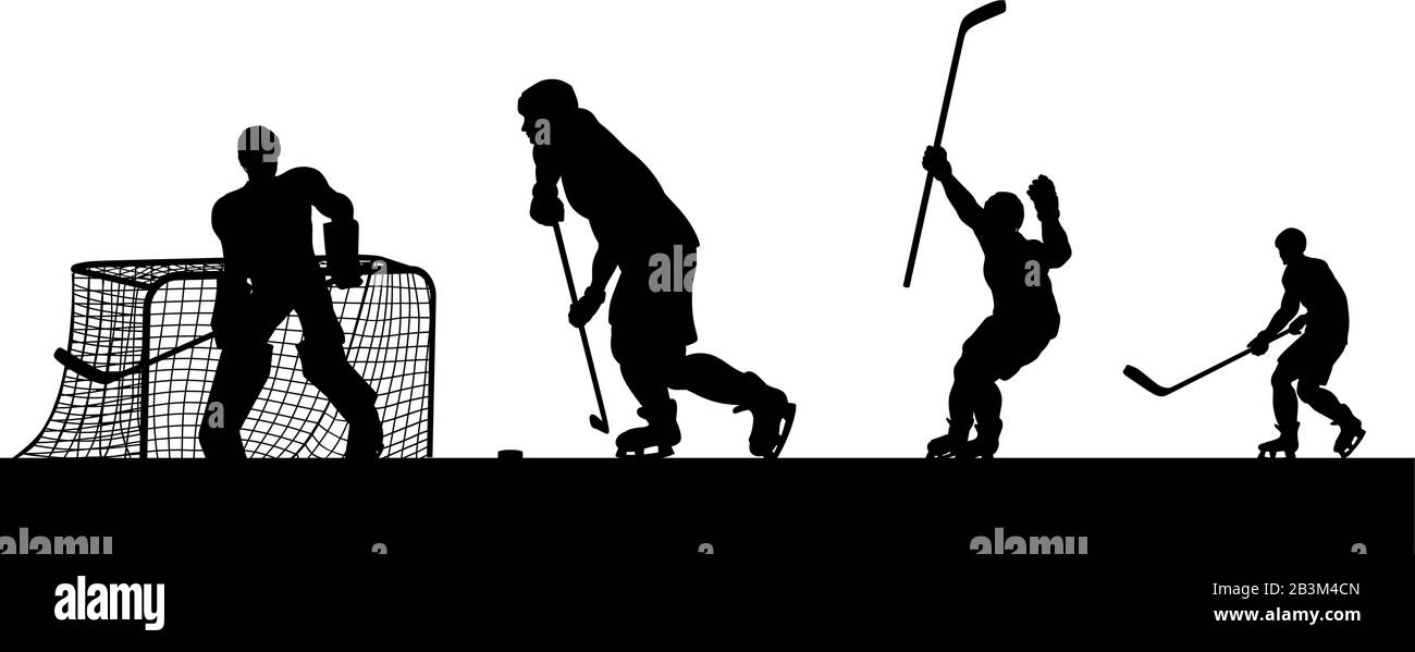 Ice Hockey Players Silhouette Match Game Scene Stock Vector Image & Art ...
