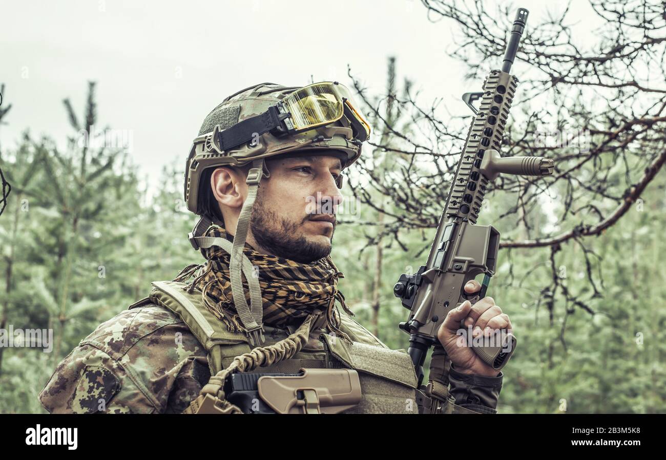 Handsome man in italian military uniform camouflage coloring Digital ...