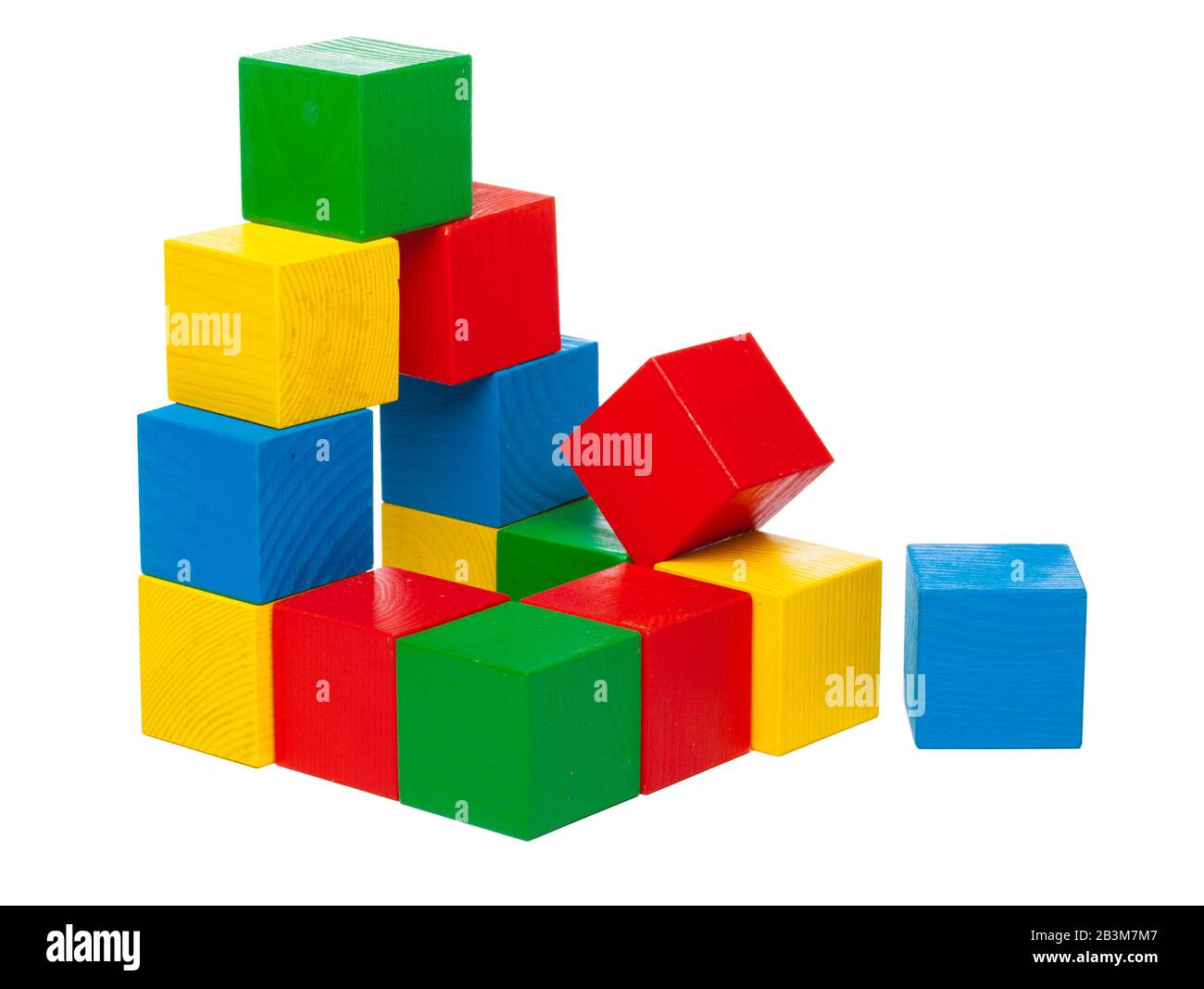 Wooden building blocks isolated on white background Stock Photo - Alamy