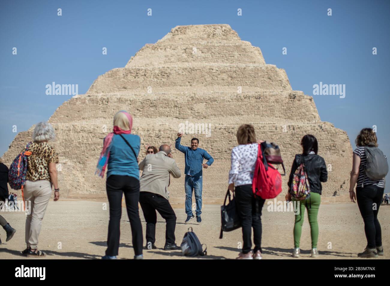 Saqqara, Egypt. 05th Mar, 2020. Tourists take souvenir pictures in ...