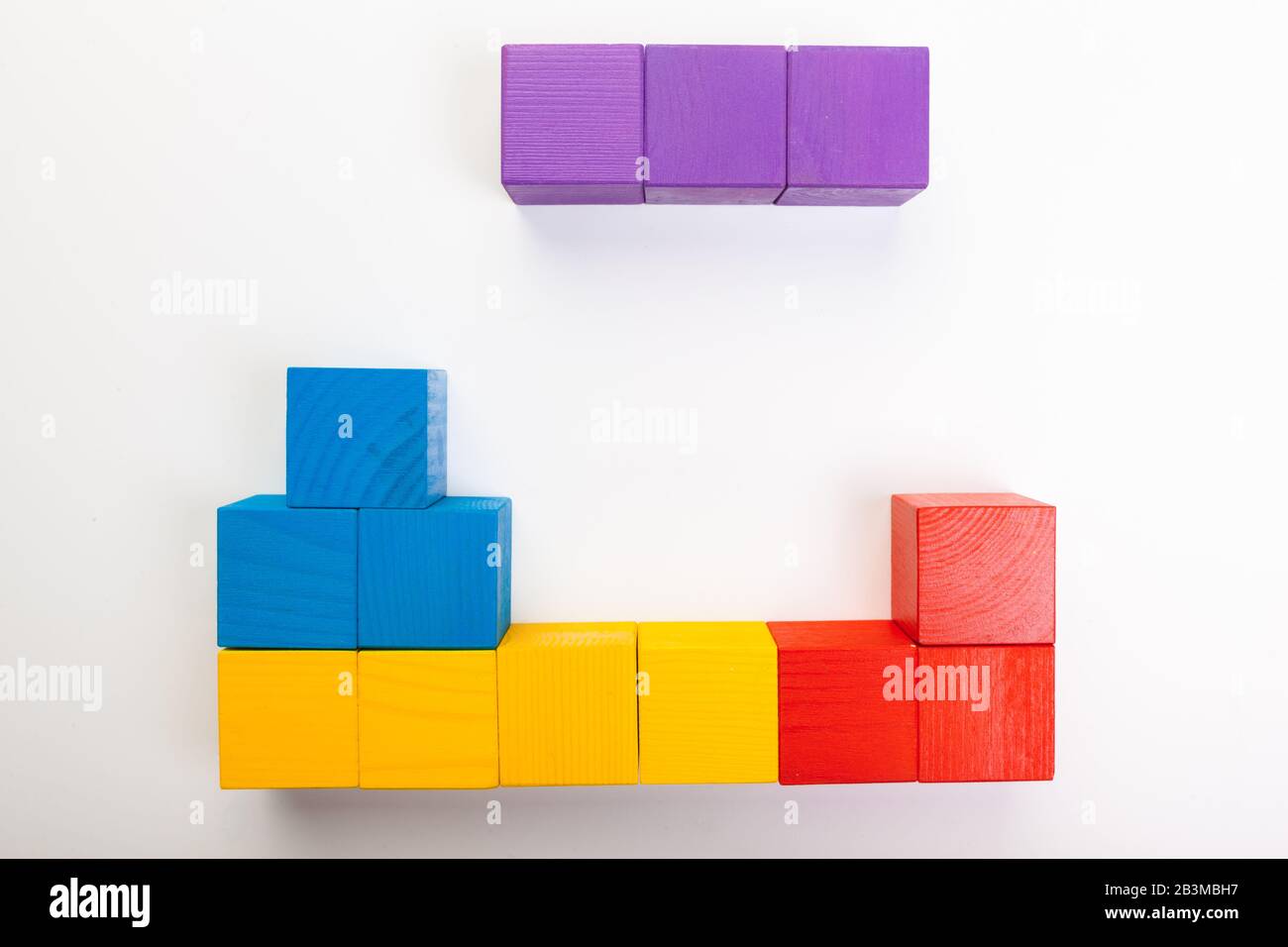 Colorful wooden building blocks isolated on white background Stock ...