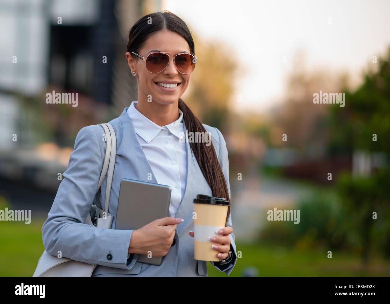 Portrait of successful business woman outdoors.Successful business ...