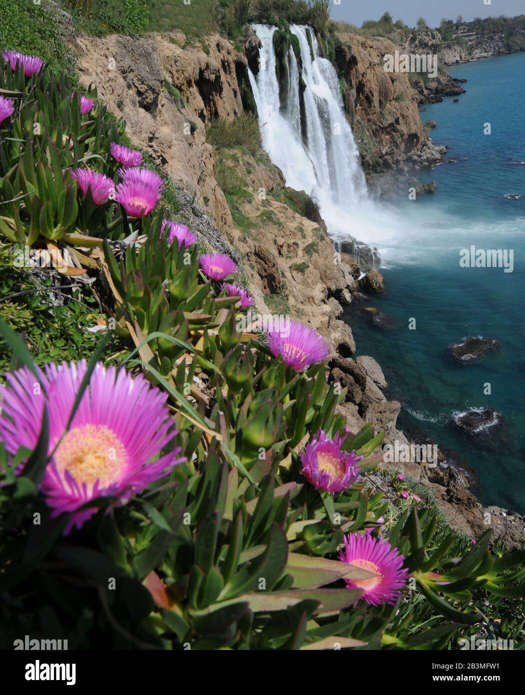This is a view of waterfall Lara (the end of Dudan river, Antalya ...