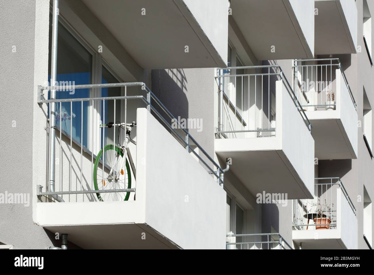 Balconies, White Monotonous Modern Residential Building, Apartment ...