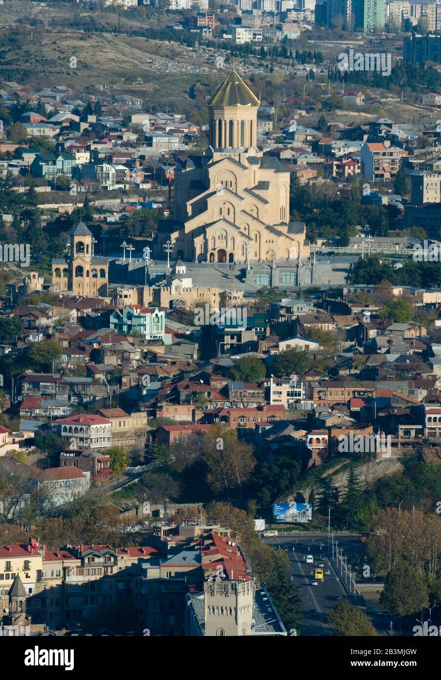 The photo of the Cathedral is taken against the cityscape background ...